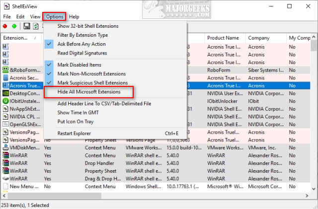 Because ShellExView Shows All Shell Extensions You Will See Hundreds Of Entries Click On 